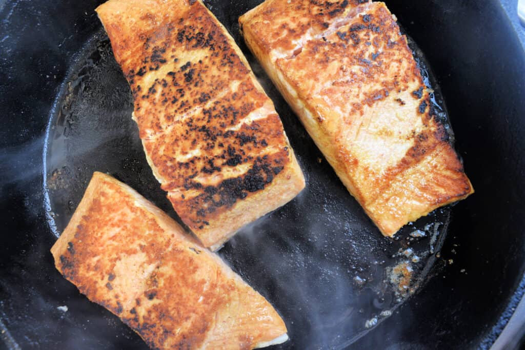 How To Oven Cook Seared Salmon In A Cast Iron Skillet - Idie's Farm
